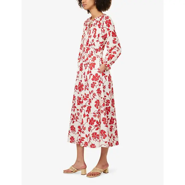 Rails Matia Floral-print Cotton Midi Dress - Red Jasmine