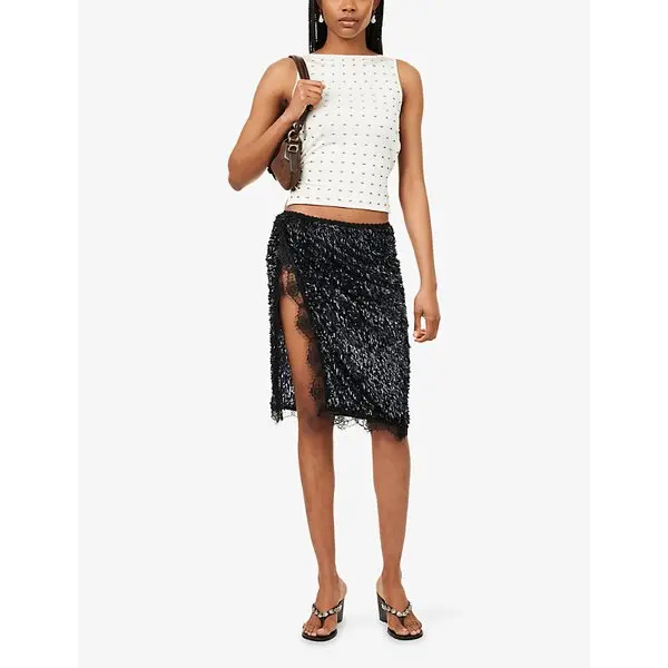 SIEDRES Bianca Sequin-embellished Knee-length Skirt