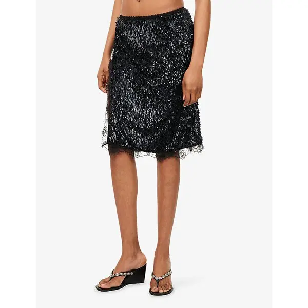 SIEDRES Bianca Sequin-embellished Knee-length Skirt