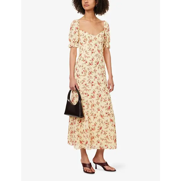 REFORMATION Gloria Floral Print Midi Dress - Wistful