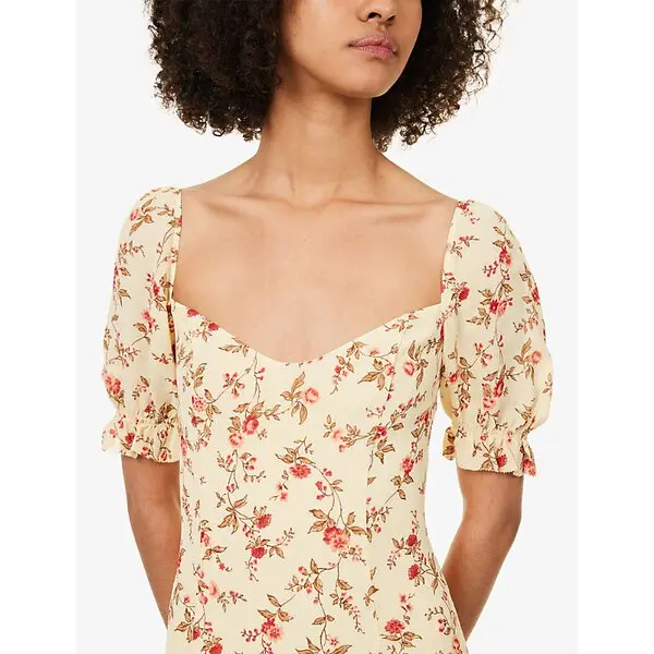 REFORMATION Gloria Floral Print Midi Dress - Wistful