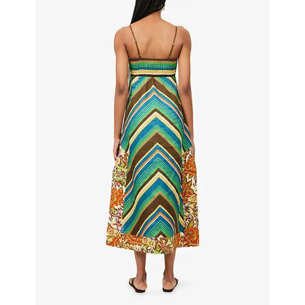 ALEMAIS Charlie Chevron-stripe Linen Midi Dress - Multi