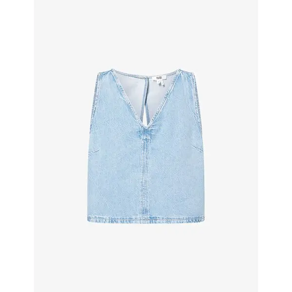 Paige Zola Cotton-blend Denim Cropped Top
