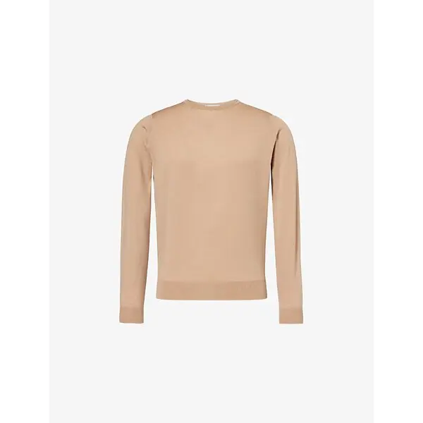 John Smedley Lundy Crewneck Merino-wool Jumper - Toasted Almond