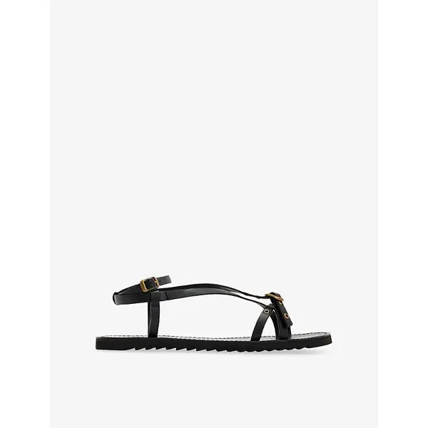 ALLSAINTS Tyla Eyelet Leather Sandals - Black