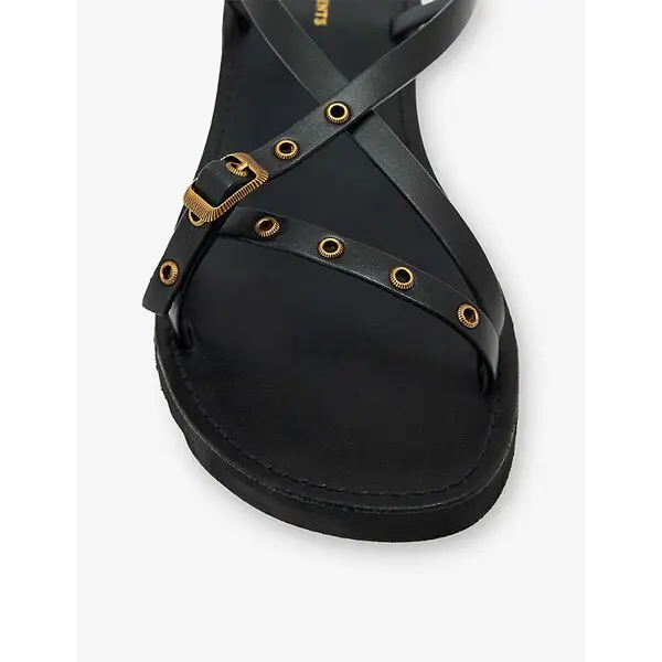 ALLSAINTS Tyla Eyelet Leather Sandals - Black