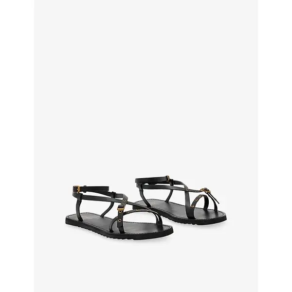 ALLSAINTS Tyla Eyelet Leather Sandals - Black