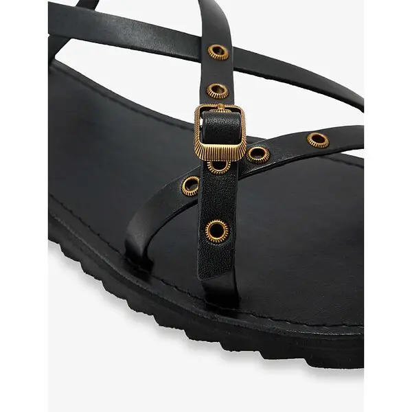 ALLSAINTS Tyla Eyelet Leather Sandals - Black