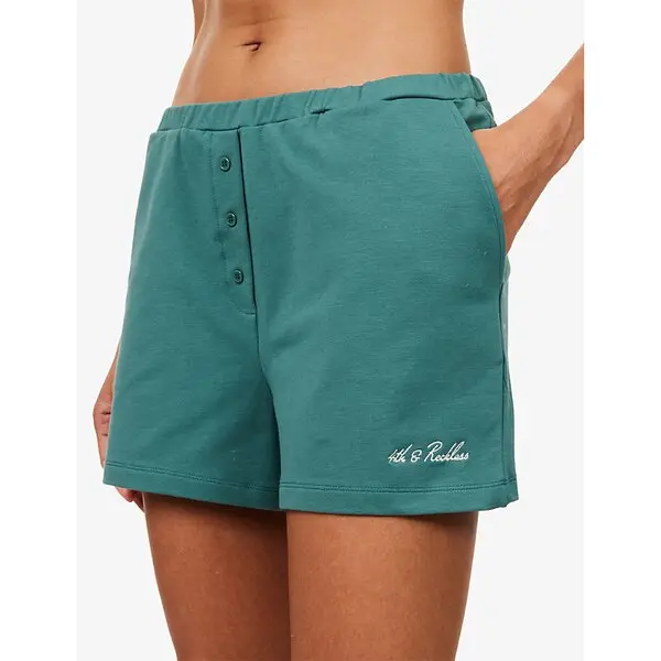 4TH & RECKLESS Logo-embroidered Cotton-jersey Shorts - Green