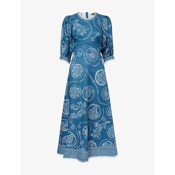 ALEMAIS Short-sleeve Linen Midi Dress