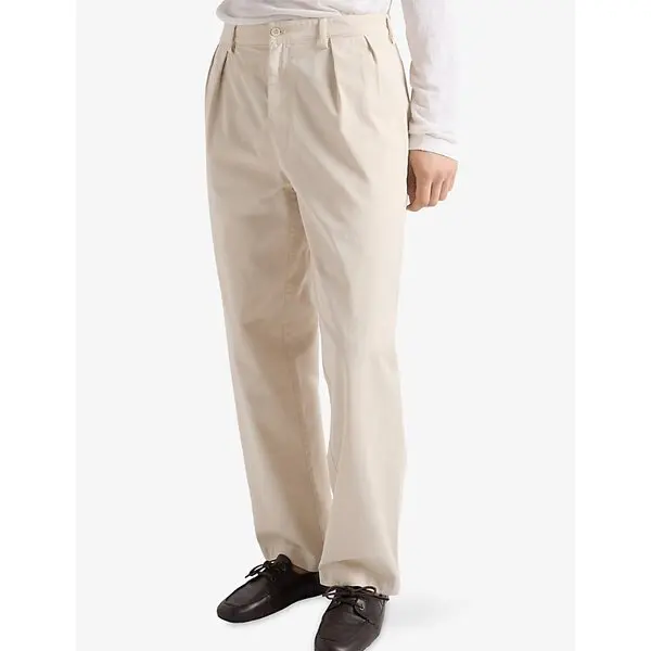 Prada Wide-leg Cotton Trousers - Neutral