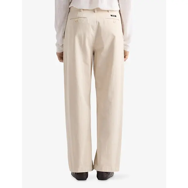 Prada Wide-leg Cotton Trousers - Neutral