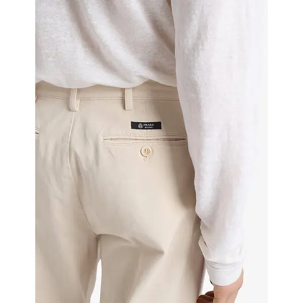 Prada Wide-leg Cotton Trousers - Neutral