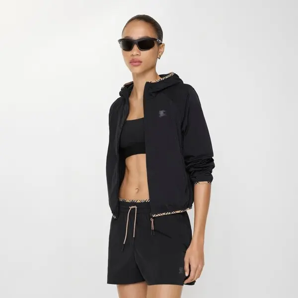 Burberry Stretch Nylon Shorts With Archive Check Taping - Black