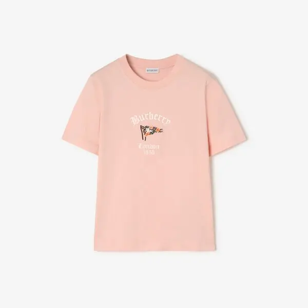 Burberry Check Flag Cotton T-shirt - Compact Pink