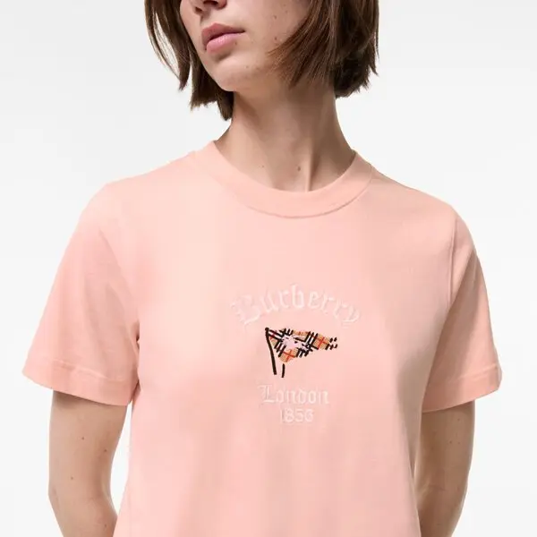 Burberry Check Flag Cotton T-shirt - Compact Pink