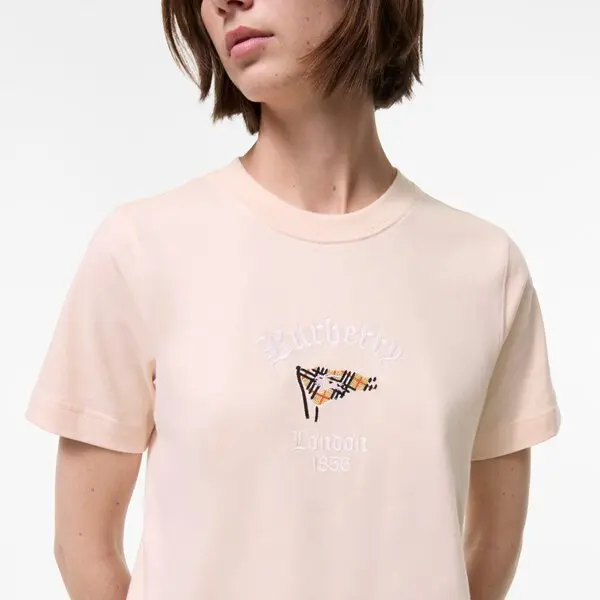 Burberry Check Flag Cotton T-shirt - Compact Pink