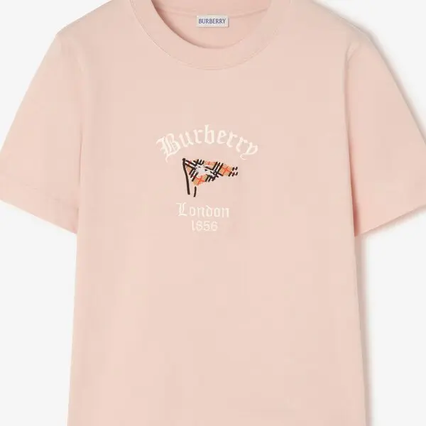 Burberry Check Flag Cotton T-shirt - Compact Pink