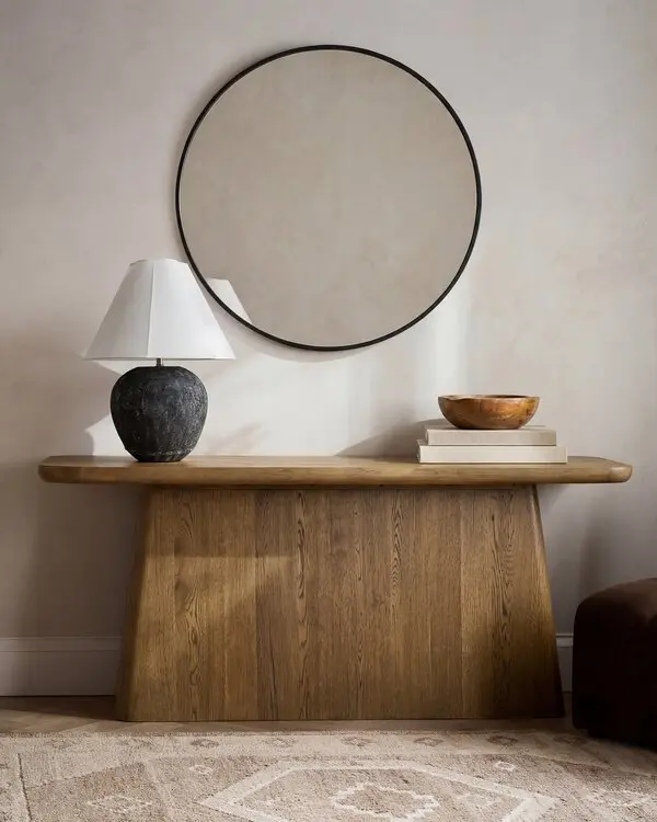 Quince Rustic Cement Table Lamp With Fluted Shade