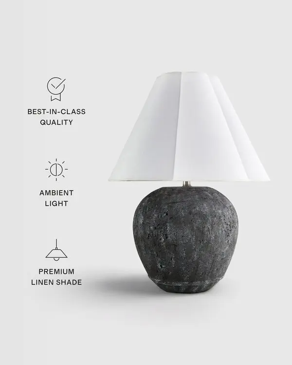 Quince Rustic Cement Table Lamp With Fluted Shade