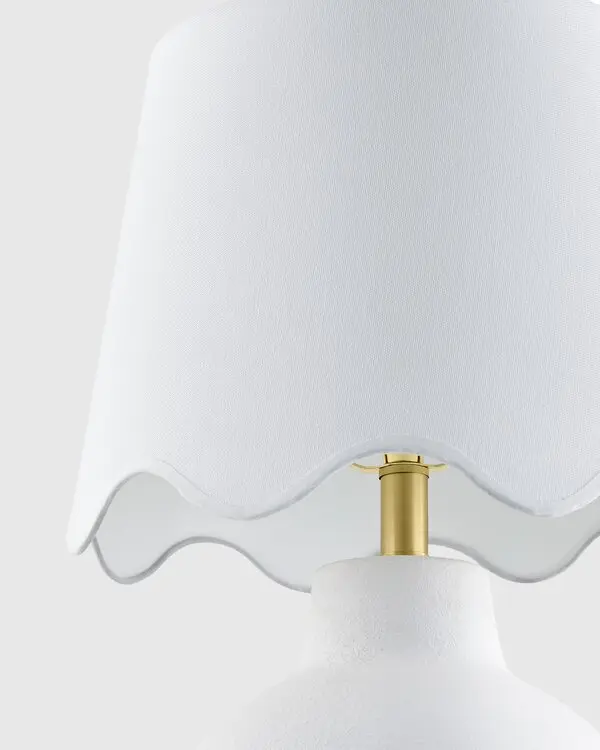 Quince Coastal Ceramic Table Lamp With Scallop Shade