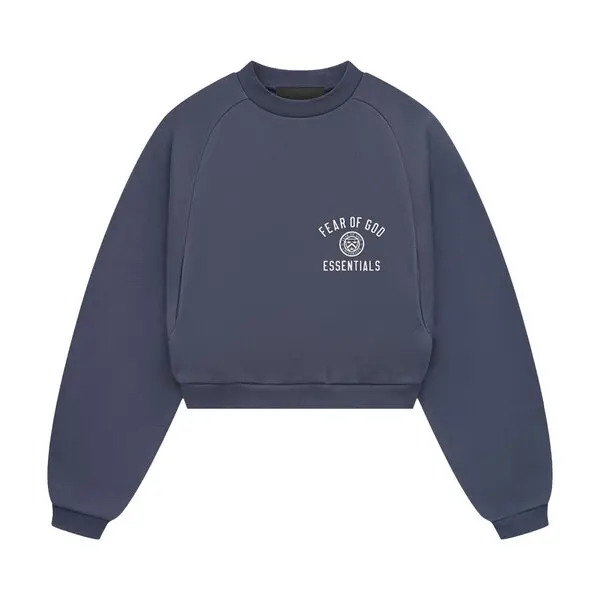Fear Of God Fleece Cropped Crewneck - Blue