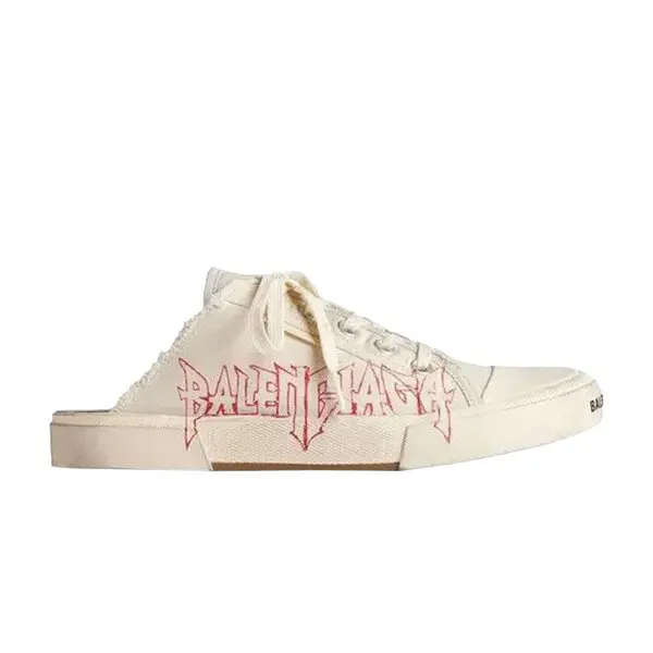 Balenciaga Graffiti Paris Mule - White