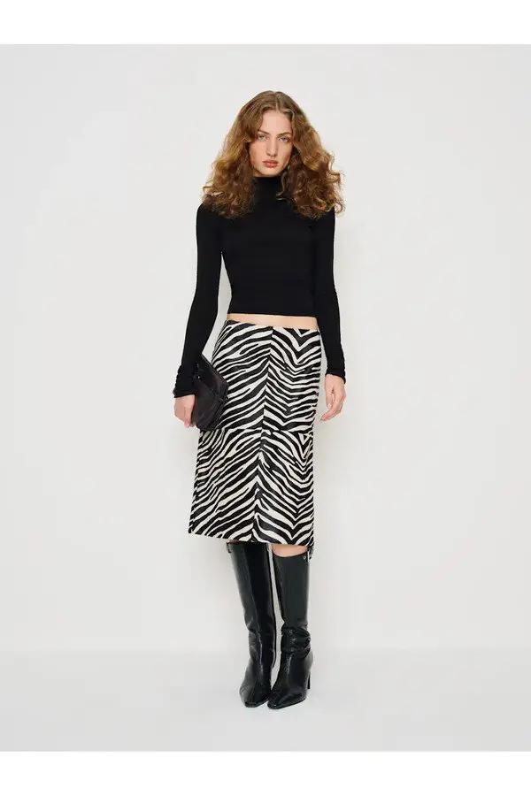 Veda Barrow Zebra Calf Hair Skirt