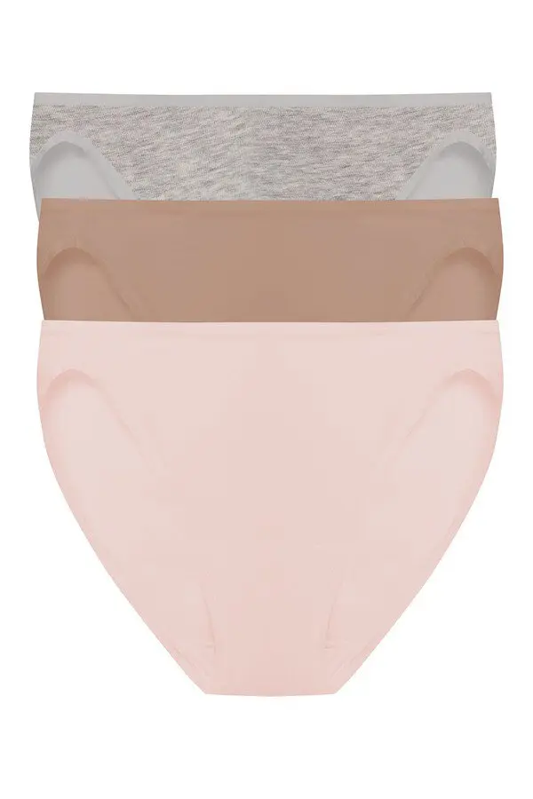 Natori Bliss Bare Cotton Bikini 3-pack - Grey