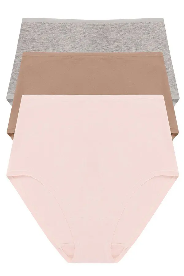 Natori Bliss Bare Cotton High Waist Brief 3-pack - Grey