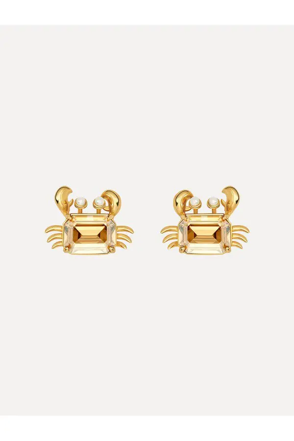 Oscar De La Renta Crystal Crab Earrings - Red