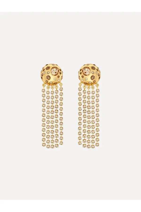 Oscar De La Renta Crystal Fringe Chandelier Earrings - Red