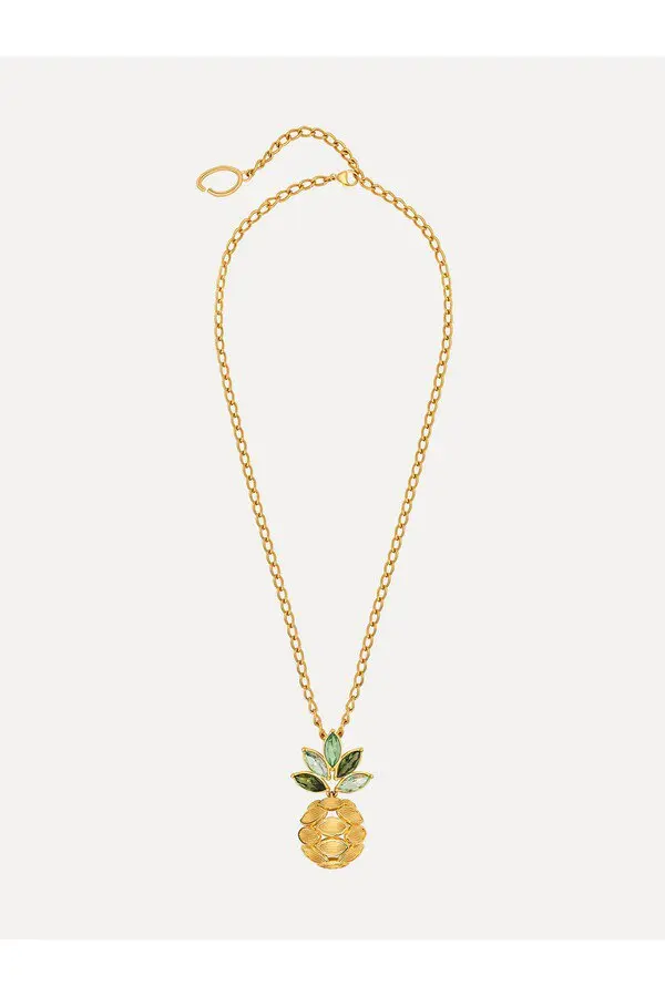 Oscar De La Renta Pineapple Crystal Pendant Necklace - Green
