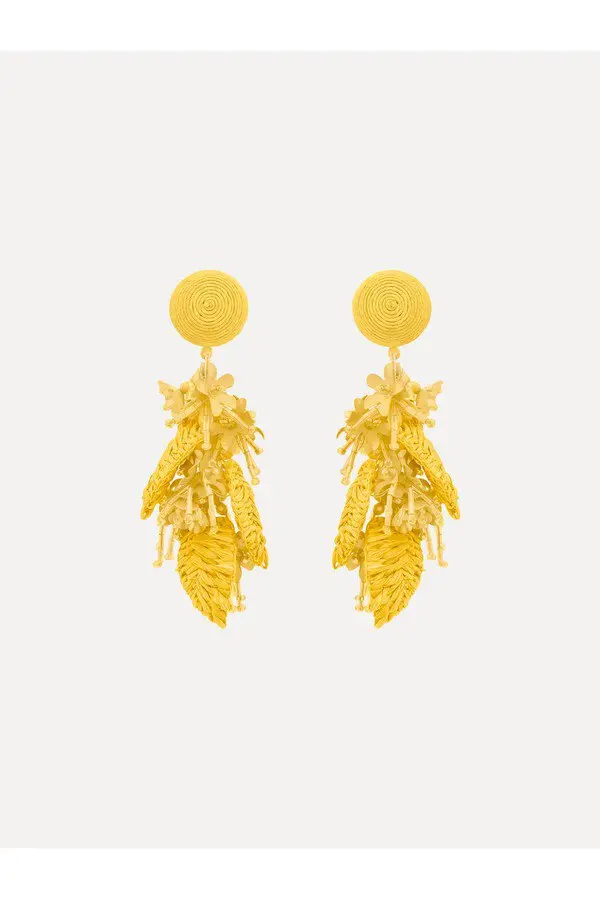 Oscar De La Renta Raffia Tassel Bouquet Clip-on Earrings - Floral
