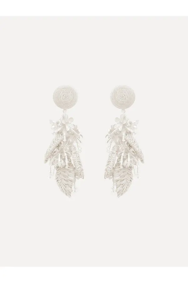 Oscar De La Renta Raffia Tassel Bouquet Clip-on Earrings - Floral