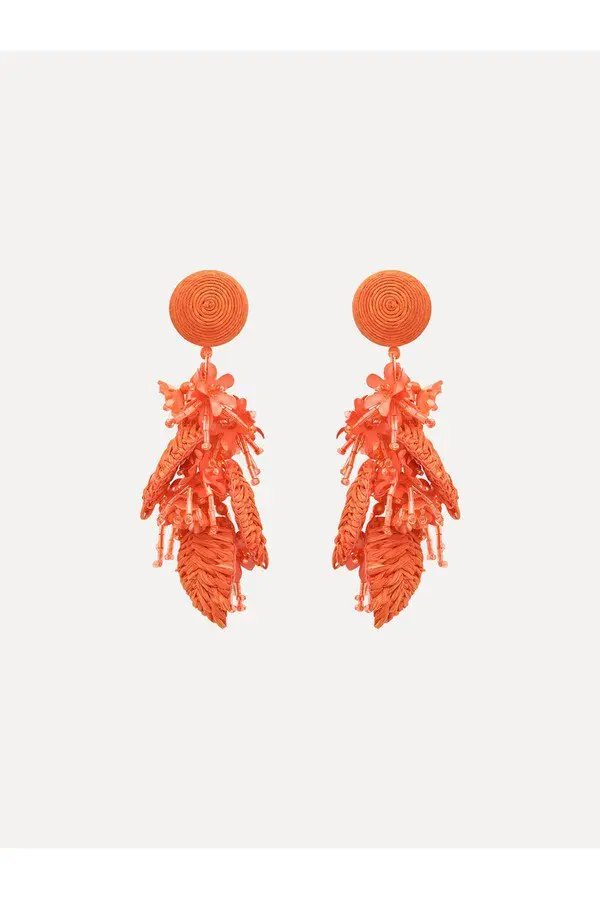 Oscar De La Renta Raffia Tassel Bouquet Clip-on Earrings - Floral