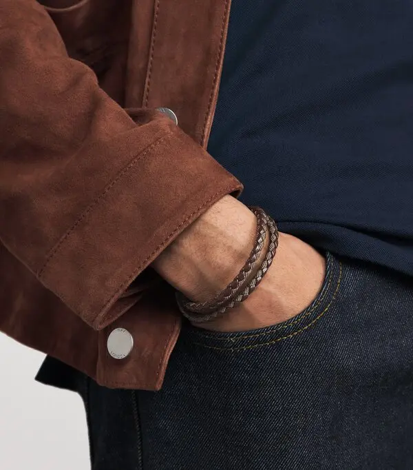 Tateossian Leather Braided Bracelet - Brown