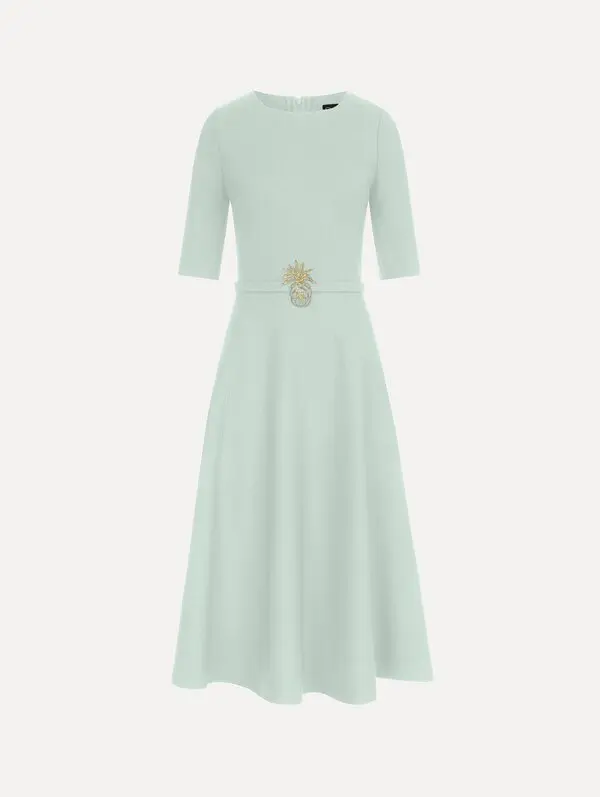 Oscar De La Renta Pineapple Belt Wool Dress - One-color