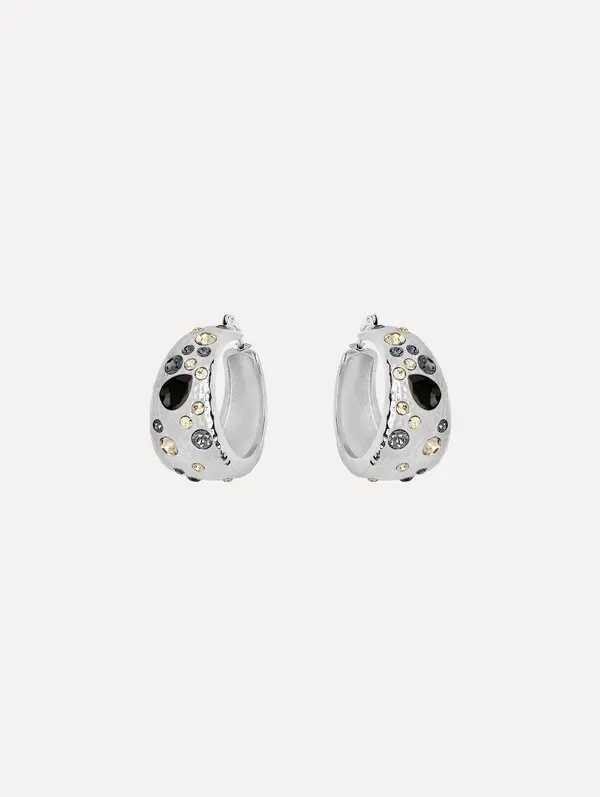 Oscar De La Renta Mixed Crystal Hoop Earrings - One-color