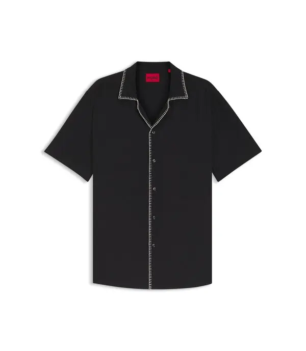 Hugo Relaxed-fit Shirt In Cotton Seersucker