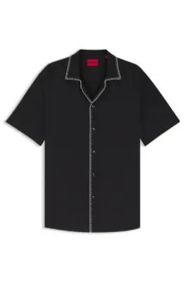 Hugo Relaxed-fit Shirt In Cotton Seersucker