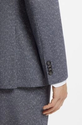 BOSS Two-piece Regular-fit Suit In Stretch Boucl - Dark Blue