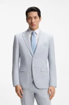 BOSS Two-piece Regular-fit Suit In Stretch Boucl - Light Blue