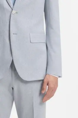 BOSS Two-piece Regular-fit Suit In Stretch Boucl - Light Blue