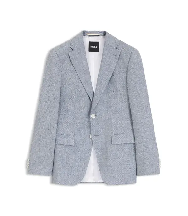 BOSS Slim-fit Puppytooth Blazer - Light Blue