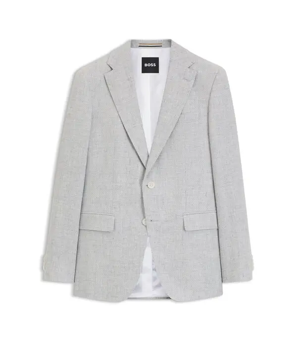 BOSS Slim-fit Puppytooth Blazer - Light Grey