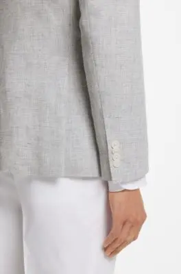 BOSS Slim-fit Puppytooth Blazer - Light Grey