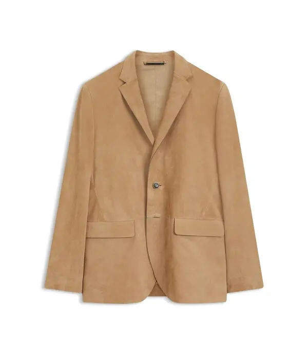 BOSS Suede Blazer With Amf Stitching - Beige