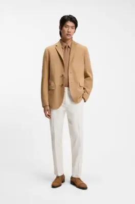 BOSS Suede Blazer With Amf Stitching - Beige