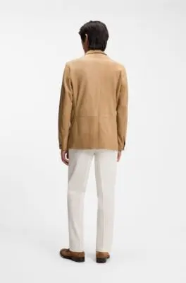 BOSS Suede Blazer With Amf Stitching - Beige